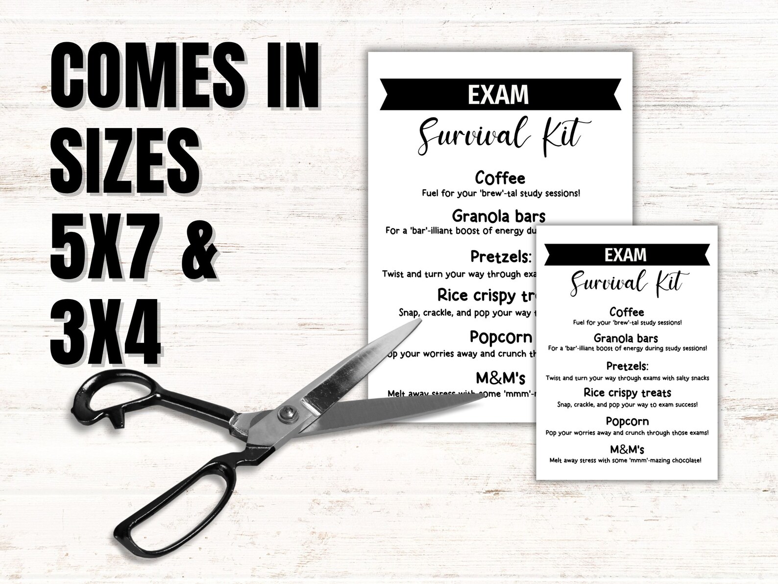 Exam Survival Kit Gift Printable Exam Prep Survival Gift Final Exam ...