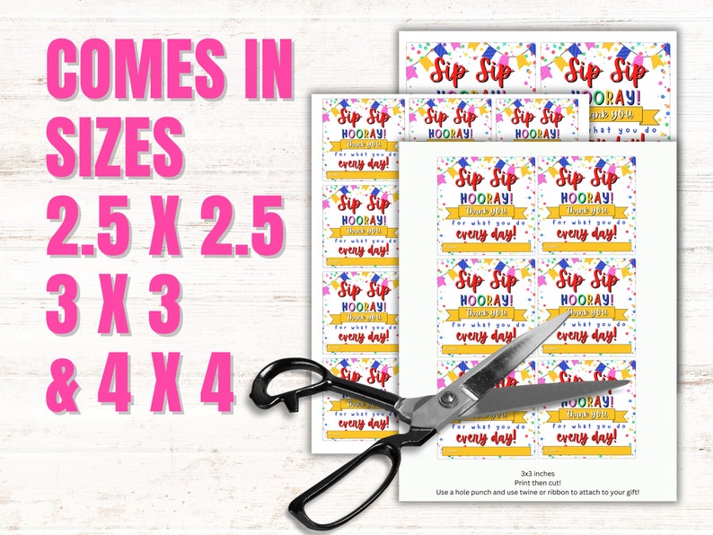 Sip Sip Hooray Appreciation Gift Tag Printable Sip Sip Hurray Teacher ...