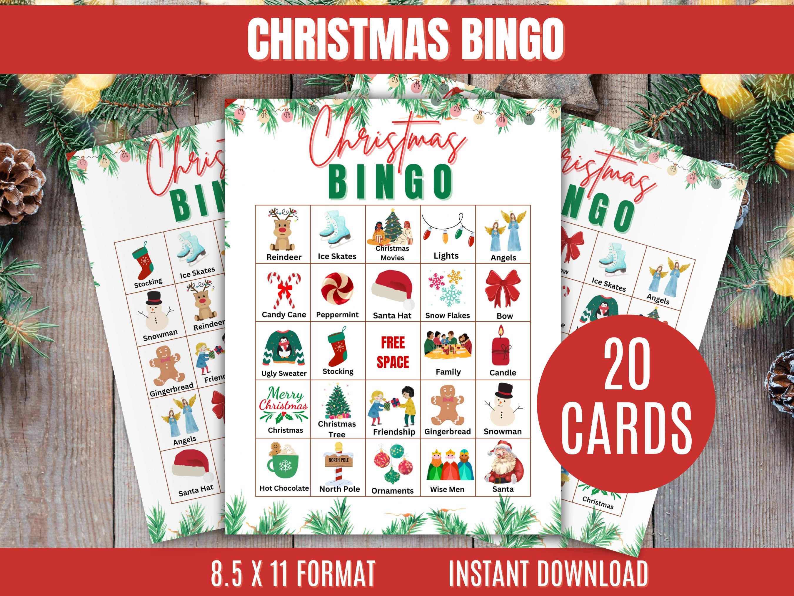 Christmas Bingo Printable, Christmas Family Fun, Christmas Game ...