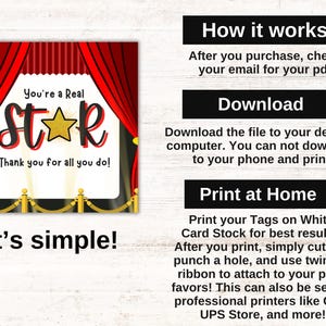 Movie Gift Tag For- Teacher Appreciation Movie Star Themed Tags ...
