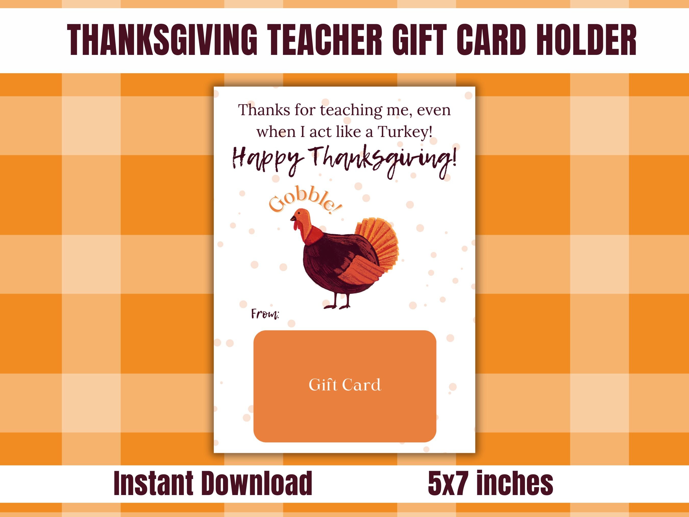Printable Thanksgiving Teacher Gift Card Holder Thanksgiving - Etsy