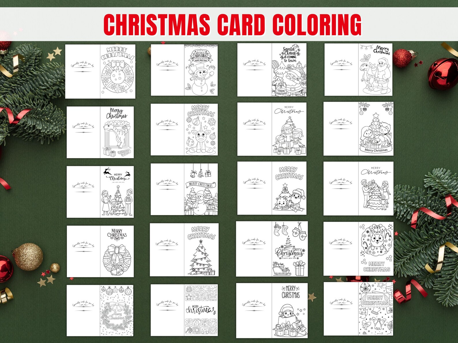 Printable Christmas Cards for Kids to Color, Christmas Coloring Cards ...