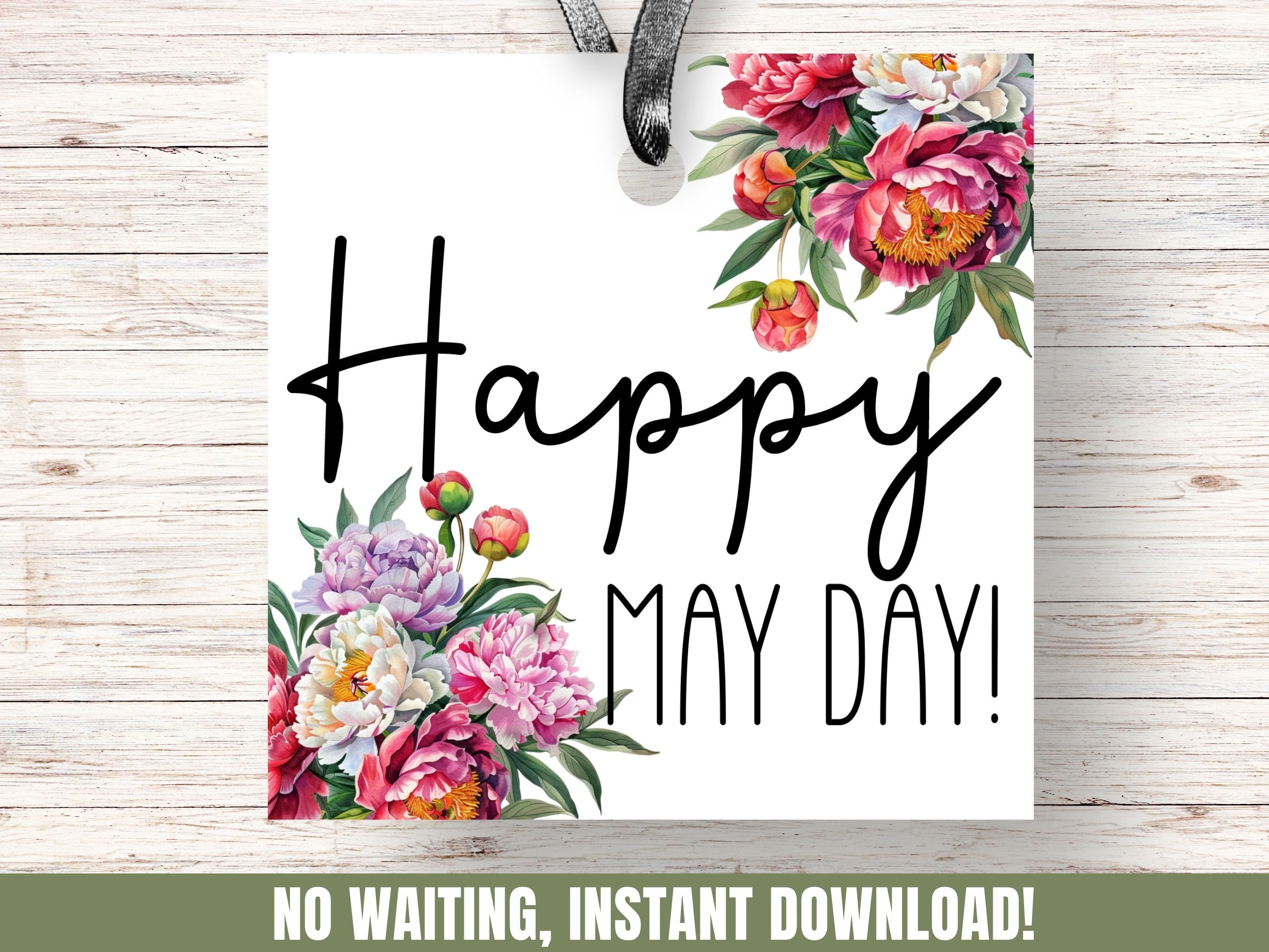 May Day Gift Tags Printable May Day Flower Tags Happy May Day Favor ...