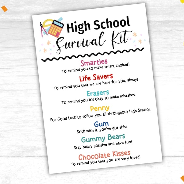High School Survival Kit - Etsy