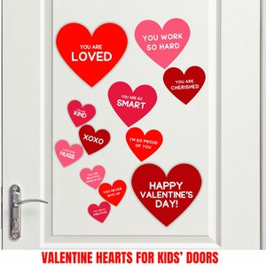 Valentine Hearts for Kid's Door Printable, Daily Messages for Valentine ...
