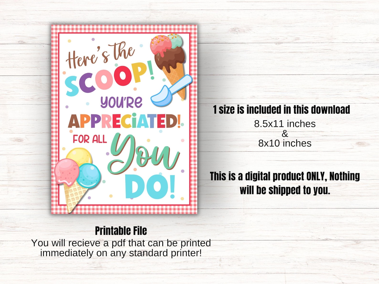 Ice Cream Appreciation Sign Printable Ice Cream Sundae Bar Teachers and ...