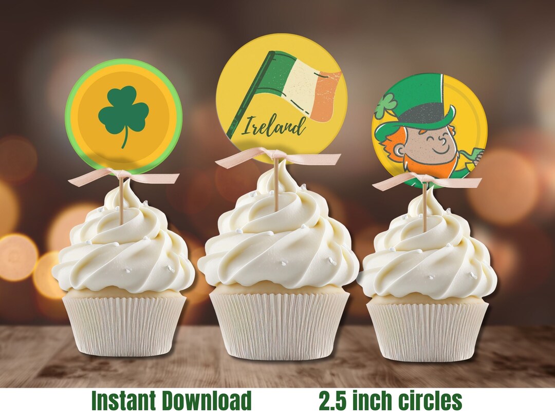 Printable St Patrick's Day Cupcake Toppers, Cupcake Tops for St. Patty ...