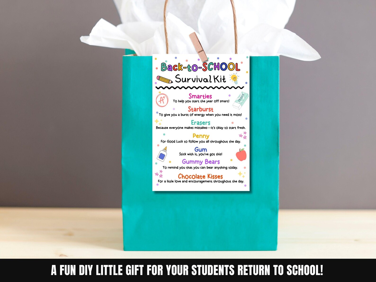 Back-to-school Survival Kit Gift Tag 1st Day of School Gift Tag Back-to ...