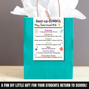 Back-to-school Survival Kit Gift Tag 1st Day of School Gift Tag Back-to ...