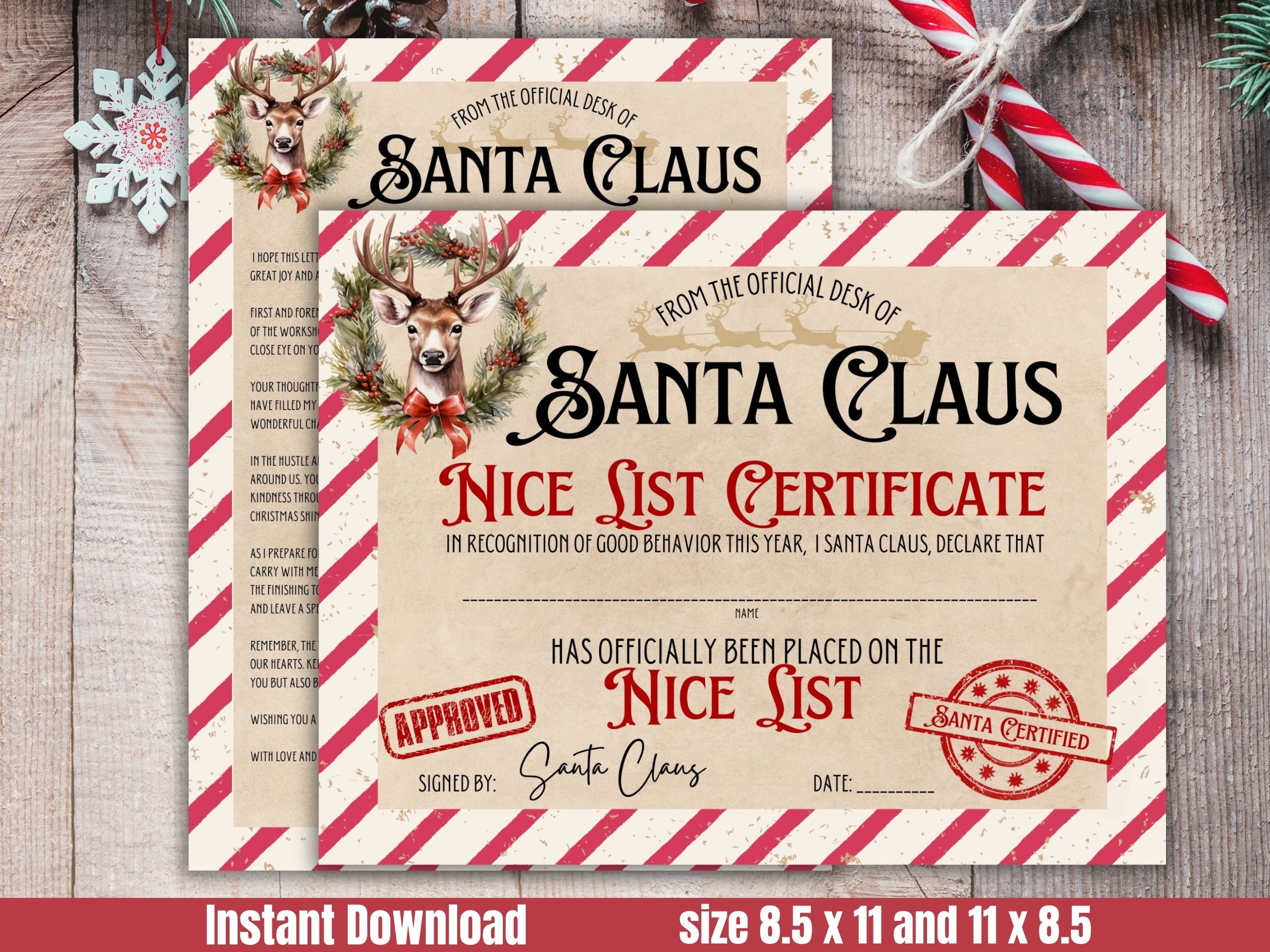 Official Letter From Santa Claus Nice List Certificate, Bundle North ...