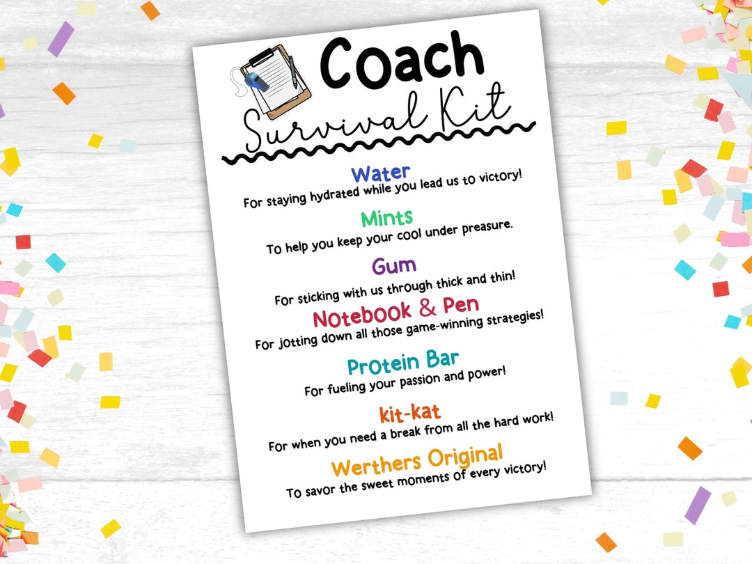 Coach Survival Kit Gift Tags Printable Coach Appreciation Treat Tags ...