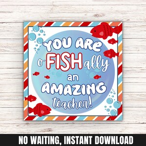 Teacher Appreciation Candy Fish Gift Tags Thank You Teacher Gift Tag ...