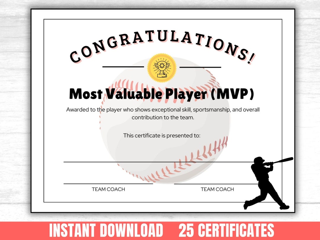 Baseball Certificate Printable Baseball Team Awards Baseball Team End ...