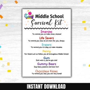 Middle School Survival Gift Tags Printable First Day of High School ...