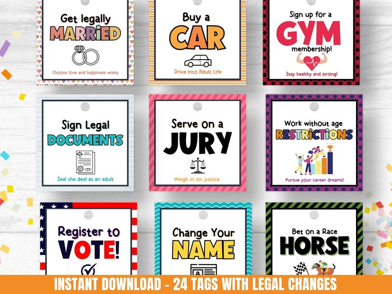 18th Birthday Gift Tag Set 18 Things You Can Do When You Are 18 Gift ...