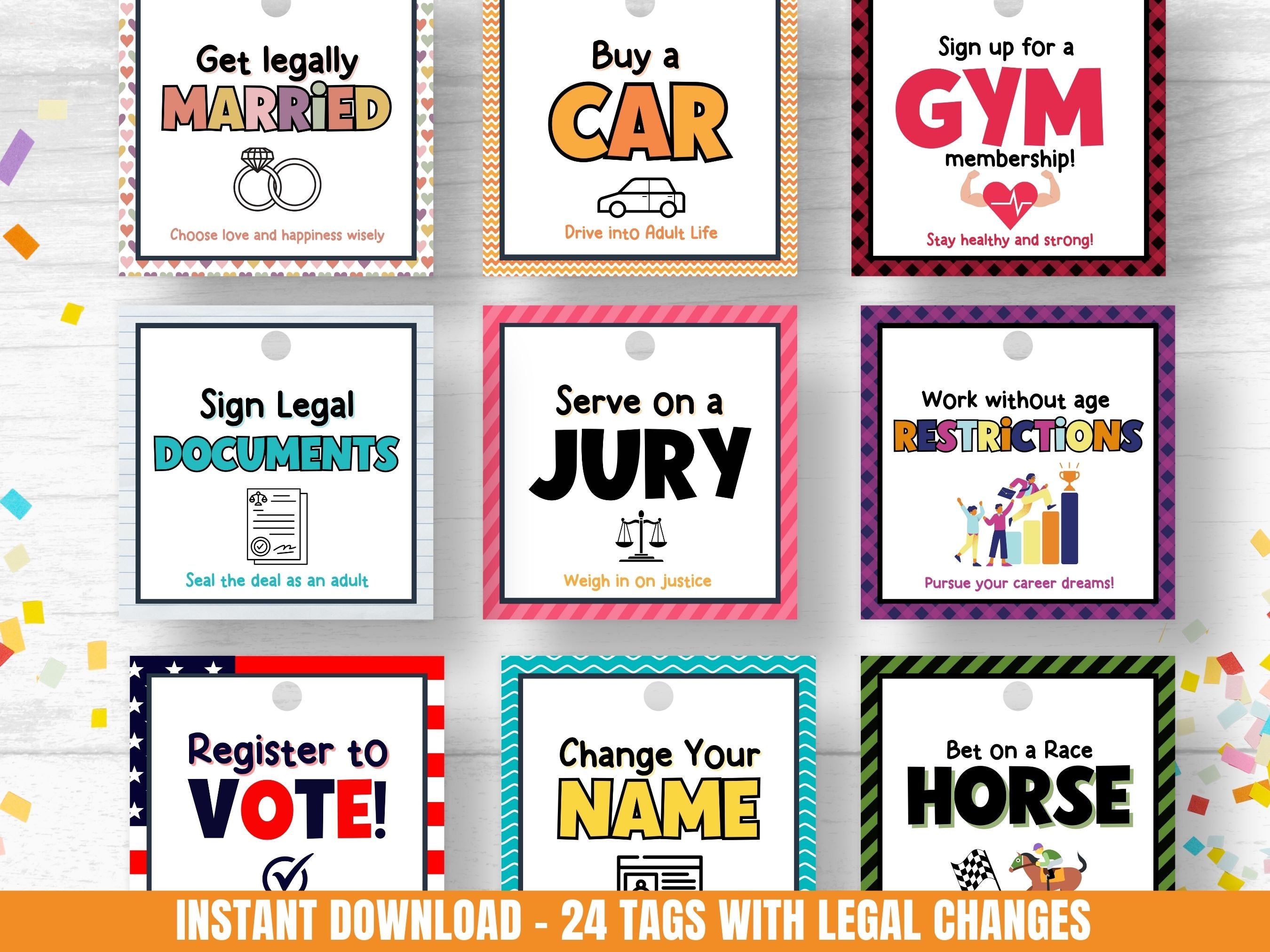 18th Birthday Gift Tag Set 18 Things You Can Do When You Are 18 Gift ...