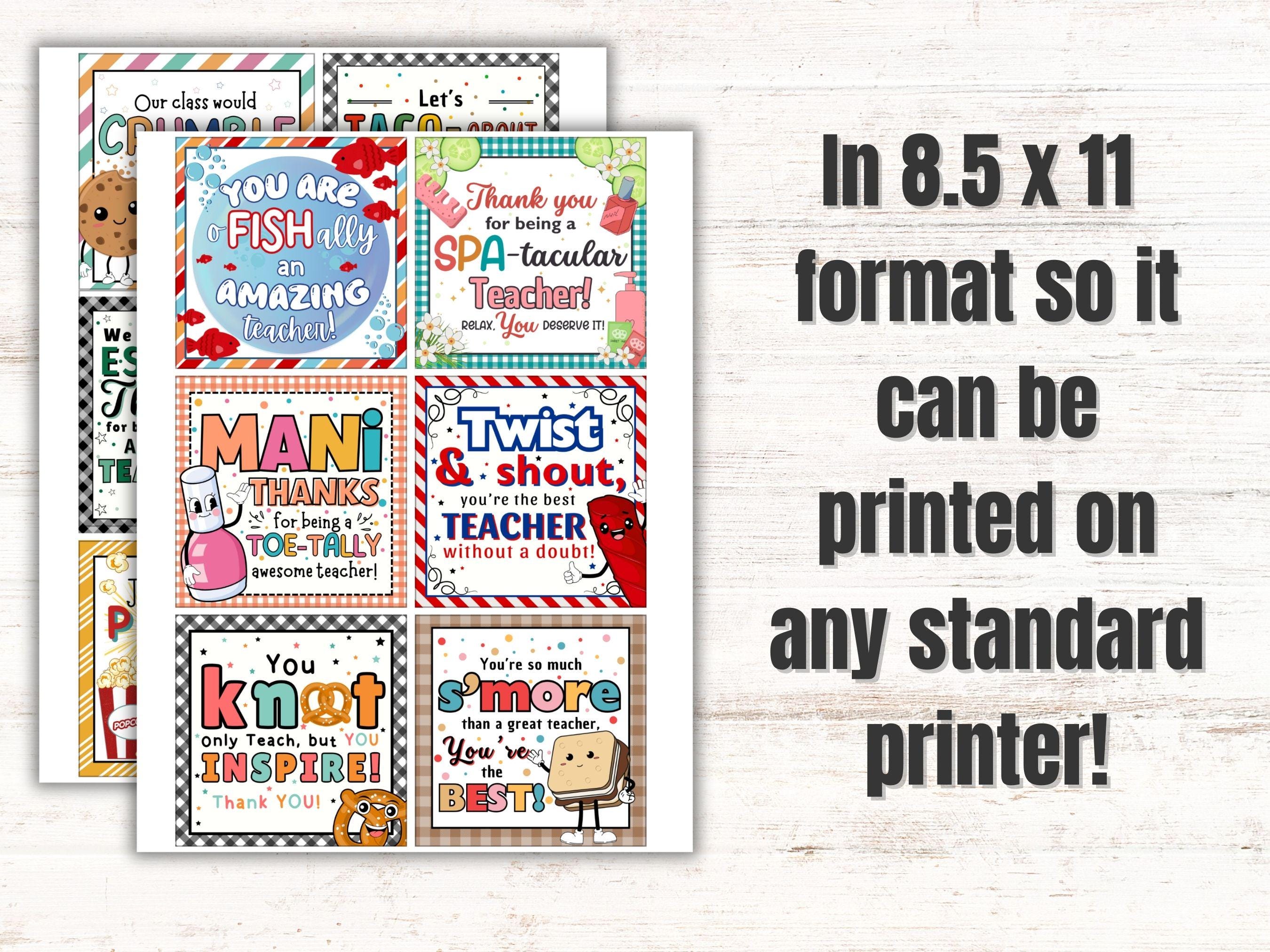 Teacher Appreciation Gift Tag Bundle Teacher Thank You Gift Tag Set ...