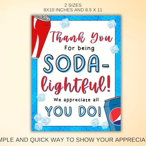 Soda Appreciation Sign Printable Pop & Soda Sign Teacher Appreciation ...