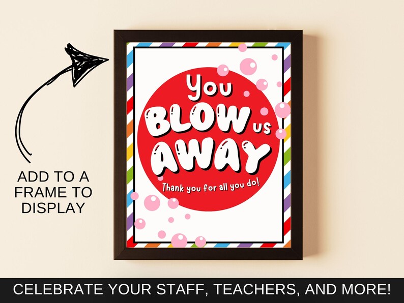 Teacher Appreciation Gum Sign Printable Employee Morale Booster ...