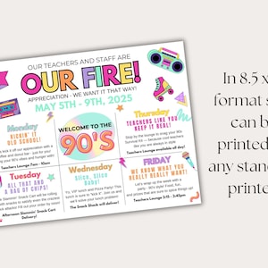 90's Theme Teacher Appreciation Week Theme Ideas Editable Teacher ...