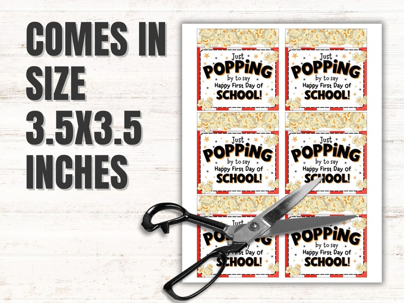 Back to School Tag Printable First Day of School Popcorn Tag Teacher ...