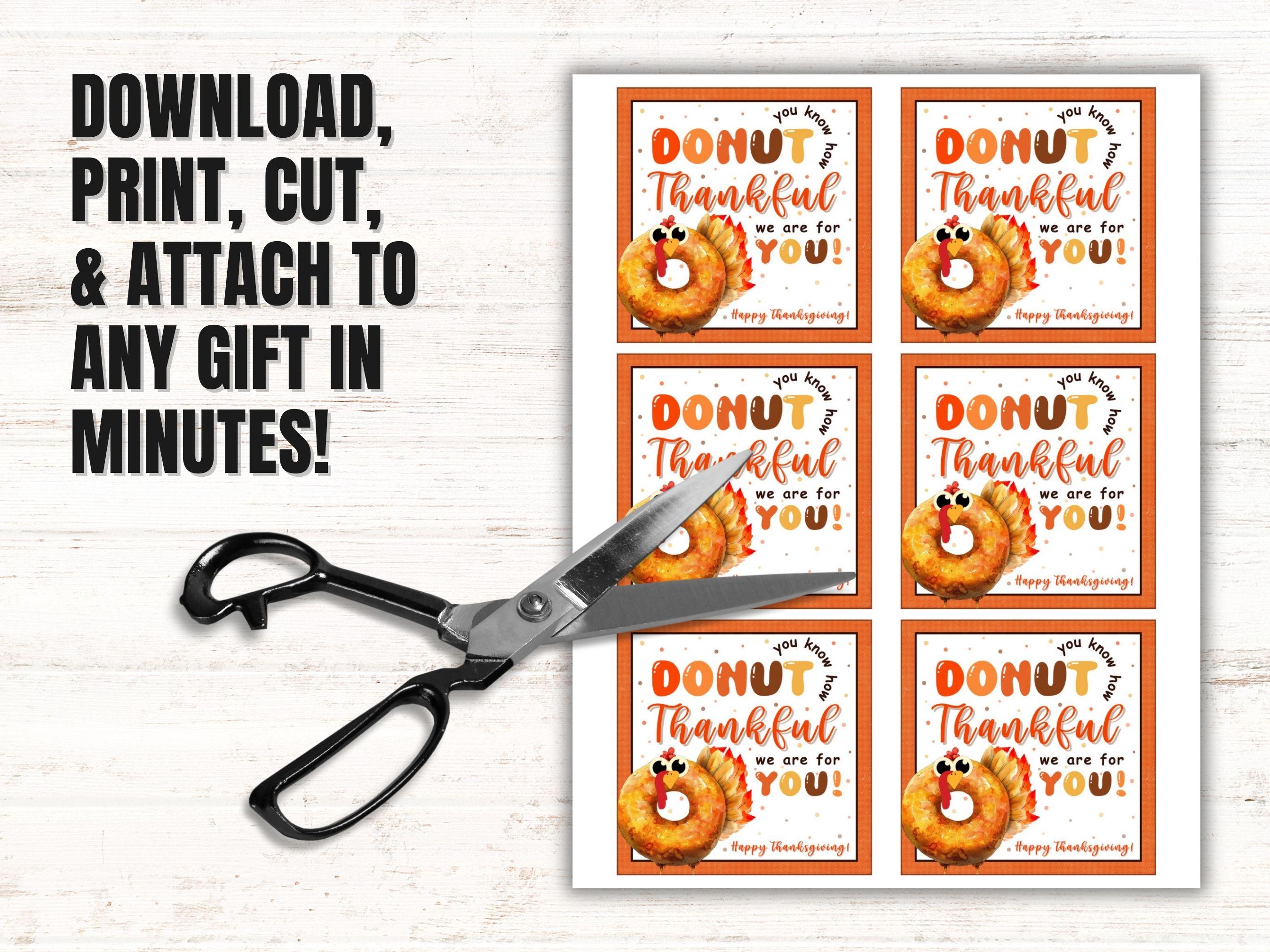 Donut Appreciation Thanksgiving Tags Thankful for You Printable Gift ...