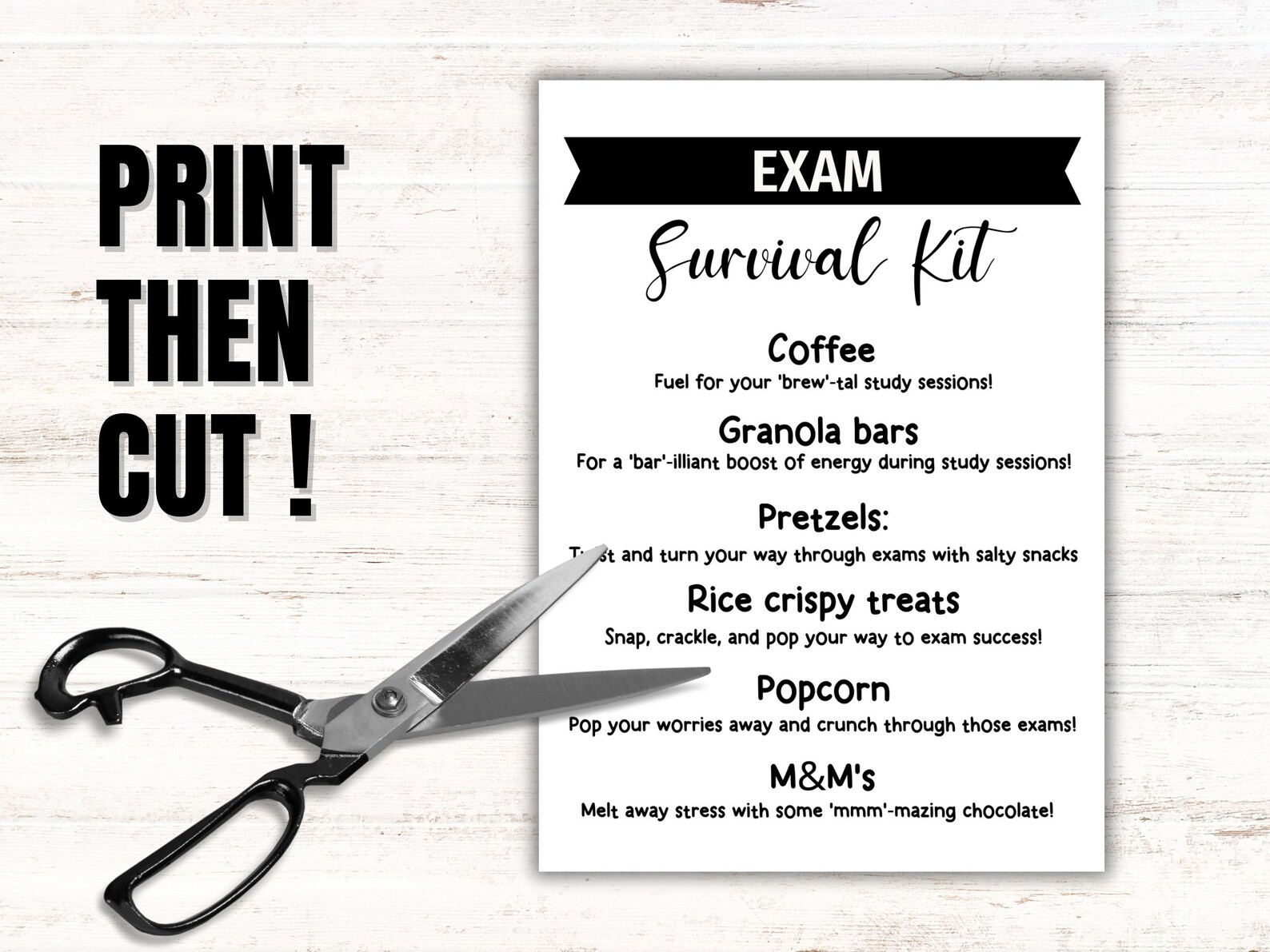 Exam Survival Kit Gift Printable Exam Prep Survival Gift Final Exam ...