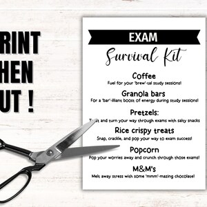 Exam Survival Kit Gift Printable Exam Prep Survival Gift Final Exam ...