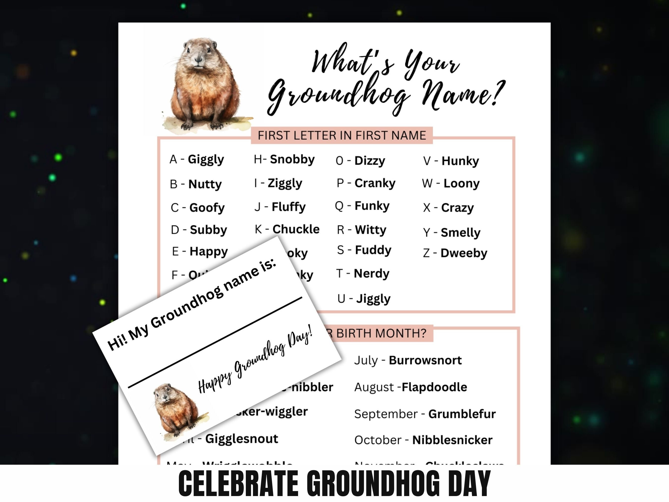 Groundhog Day Name Game Printable, Funny Activity and Game for ...