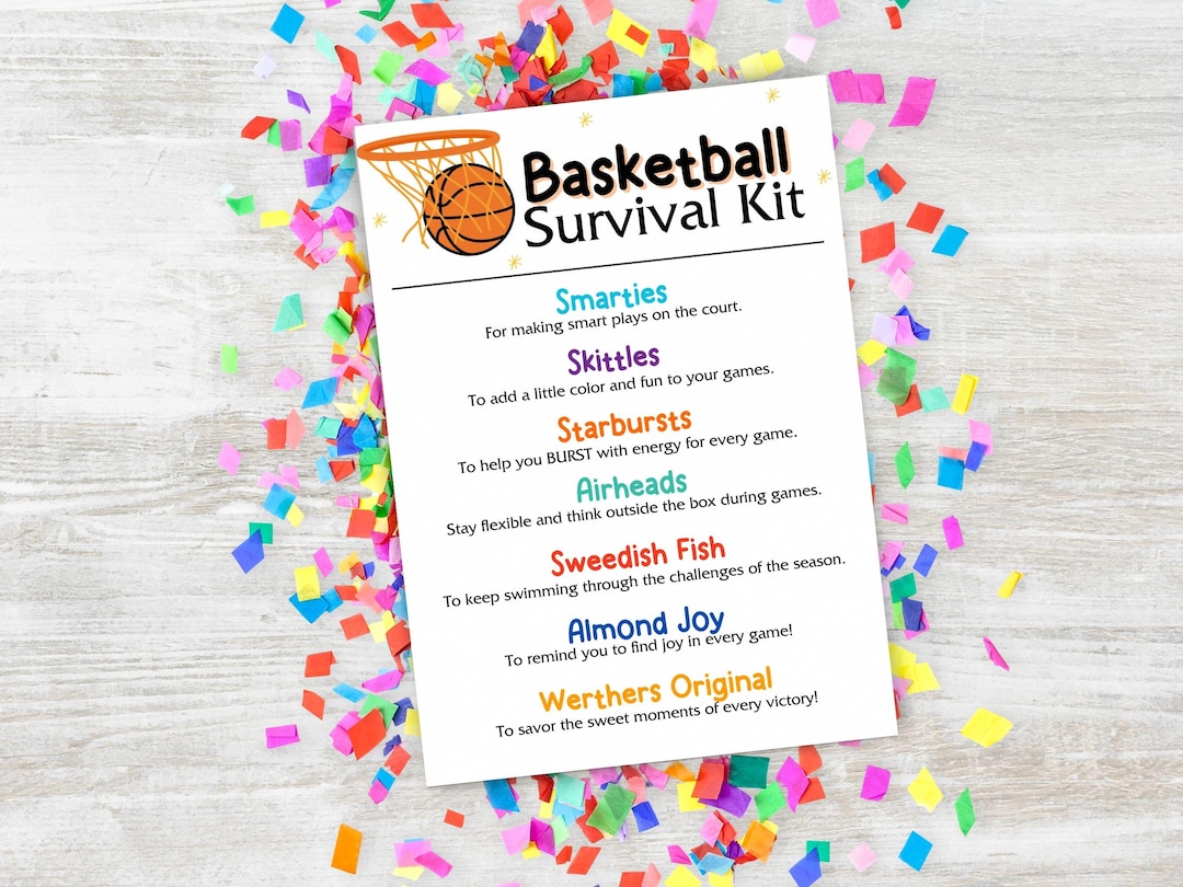Basketball Survival Kit Gift Tags Printable High School Bball Gift ...