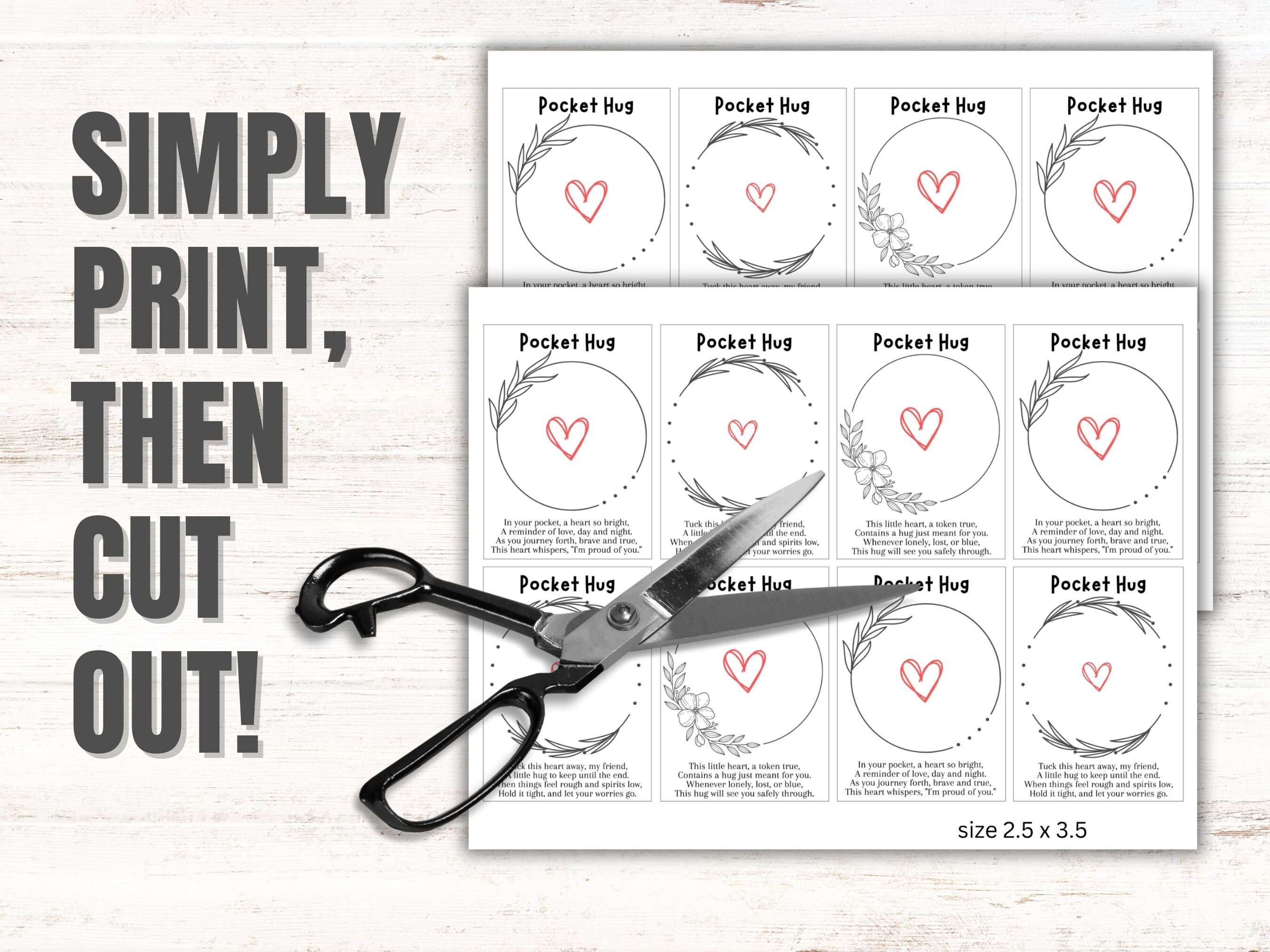 Printable Card for Pocket Hug Pocket Hug Heart Card Template Card ...