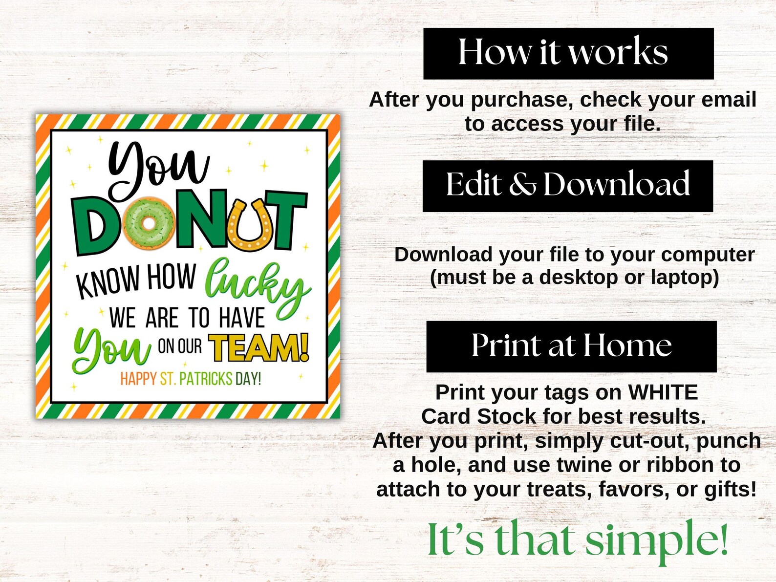 St. Patrick's Day Tag Team Appreciate Printable Donut Tags Employee ...