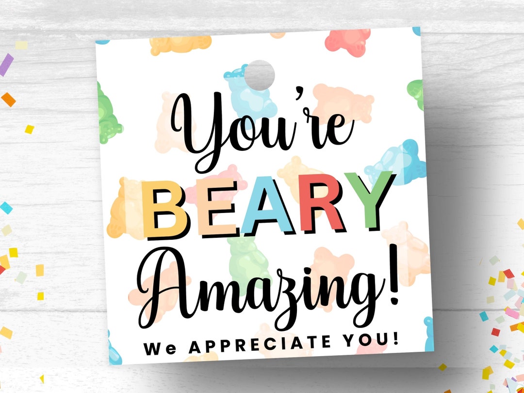 Gummy Bear Appreciation Candy Gift Tag Gift Tag for Employee ...