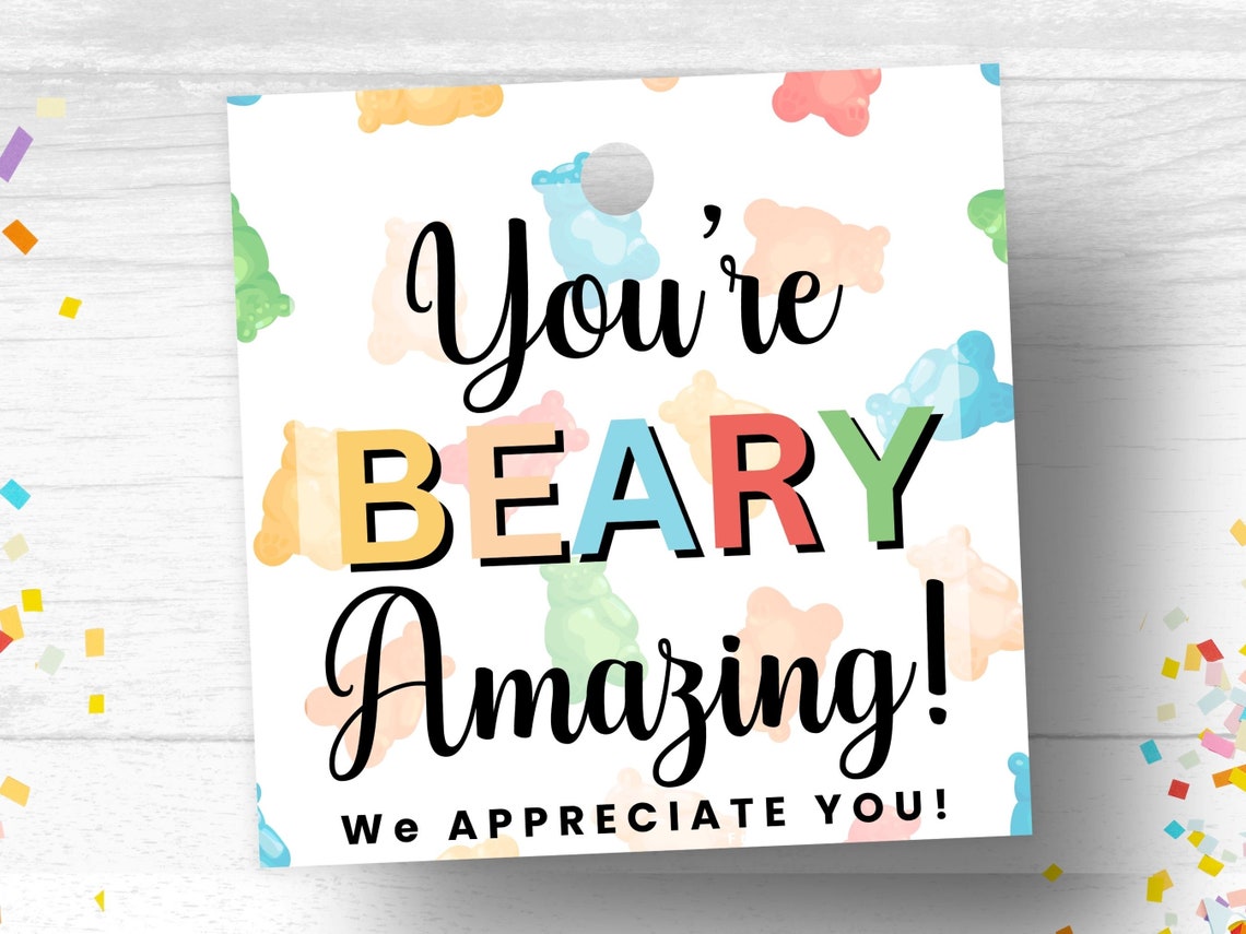 Gummy Bear Appreciation Candy Gift Tag Gift Tag for Employee ...