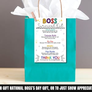 Boss Survival Kit Gift Tag Printable Survival Kit DIY Boss Gift ...