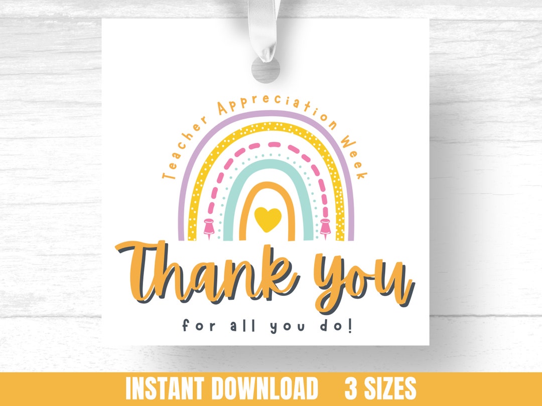 Primary Teacher Appreciation Gift Tags Printable Gift Tag for Teacher ...