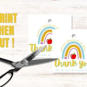 Teacher Appreciation Week Gift Tags, Printable Gift Tag for Teacher ...