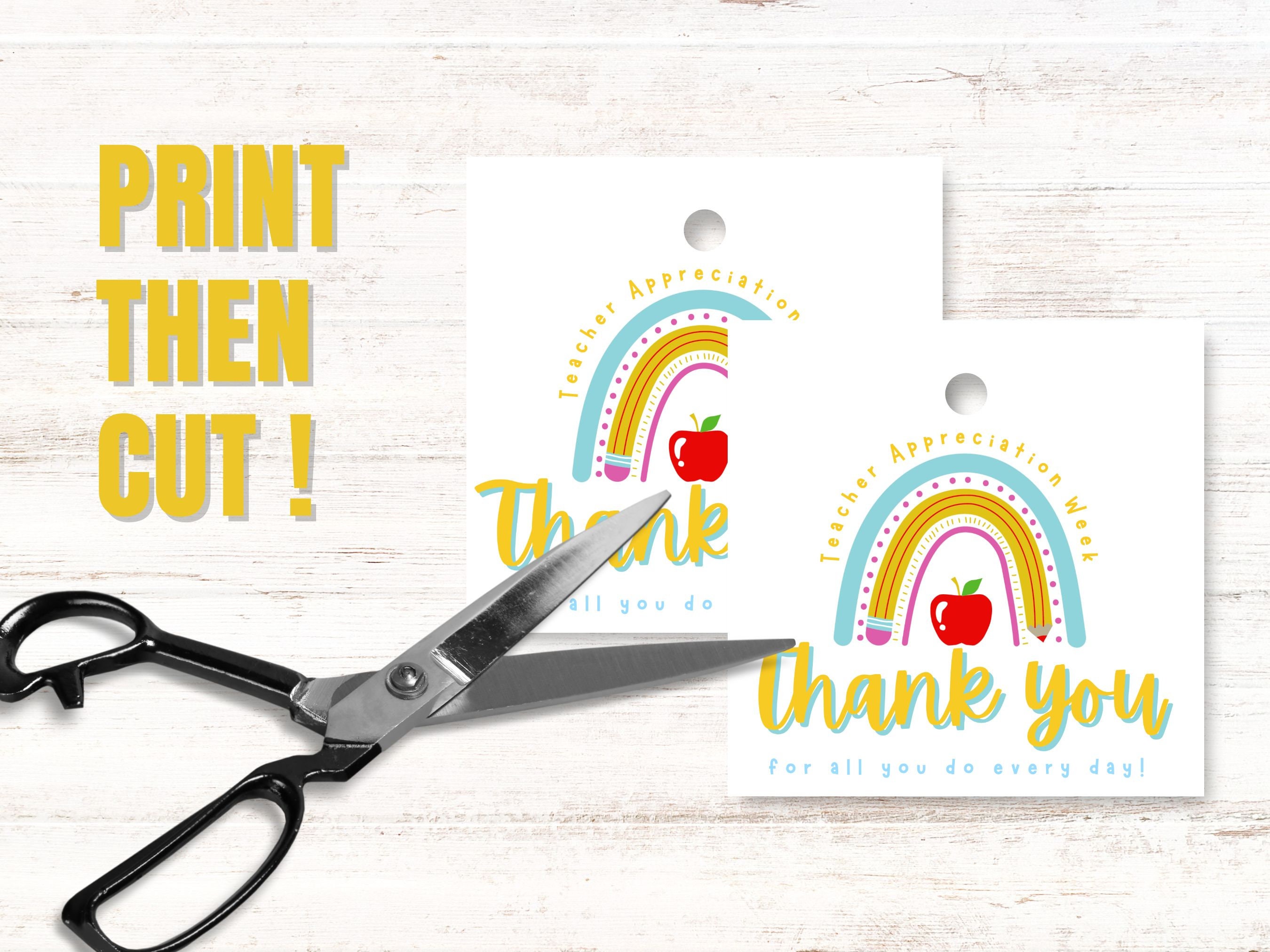 Teacher Appreciation Week Gift Tags, Printable Gift Tag for Teacher ...