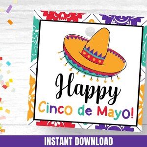 Happy Cinco De Mayo Gift Tags Printable Fiesta Tags Mexican Celebration ...