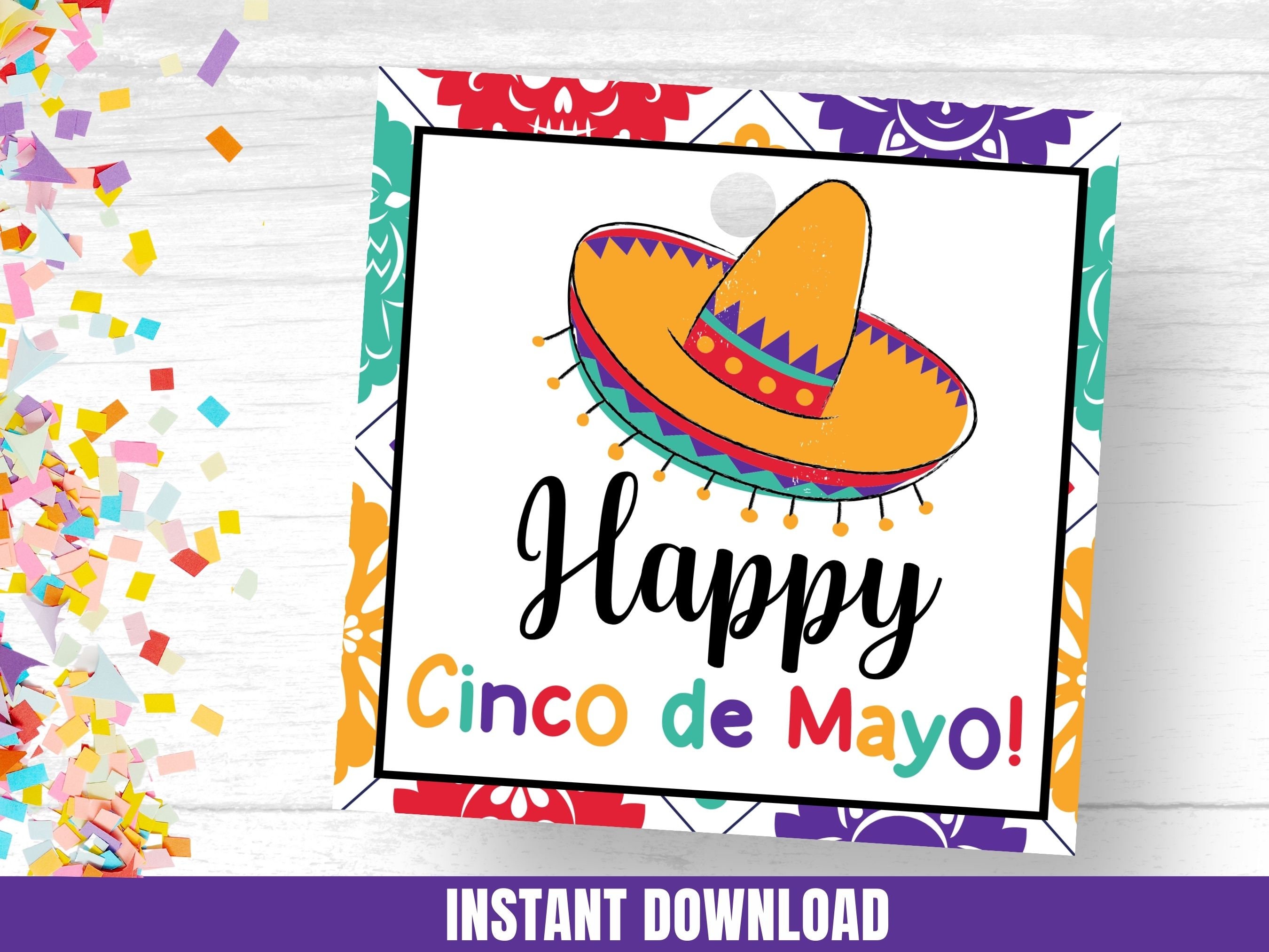 Happy Cinco De Mayo Gift Tags Printable Fiesta Tags Mexican Celebration ...