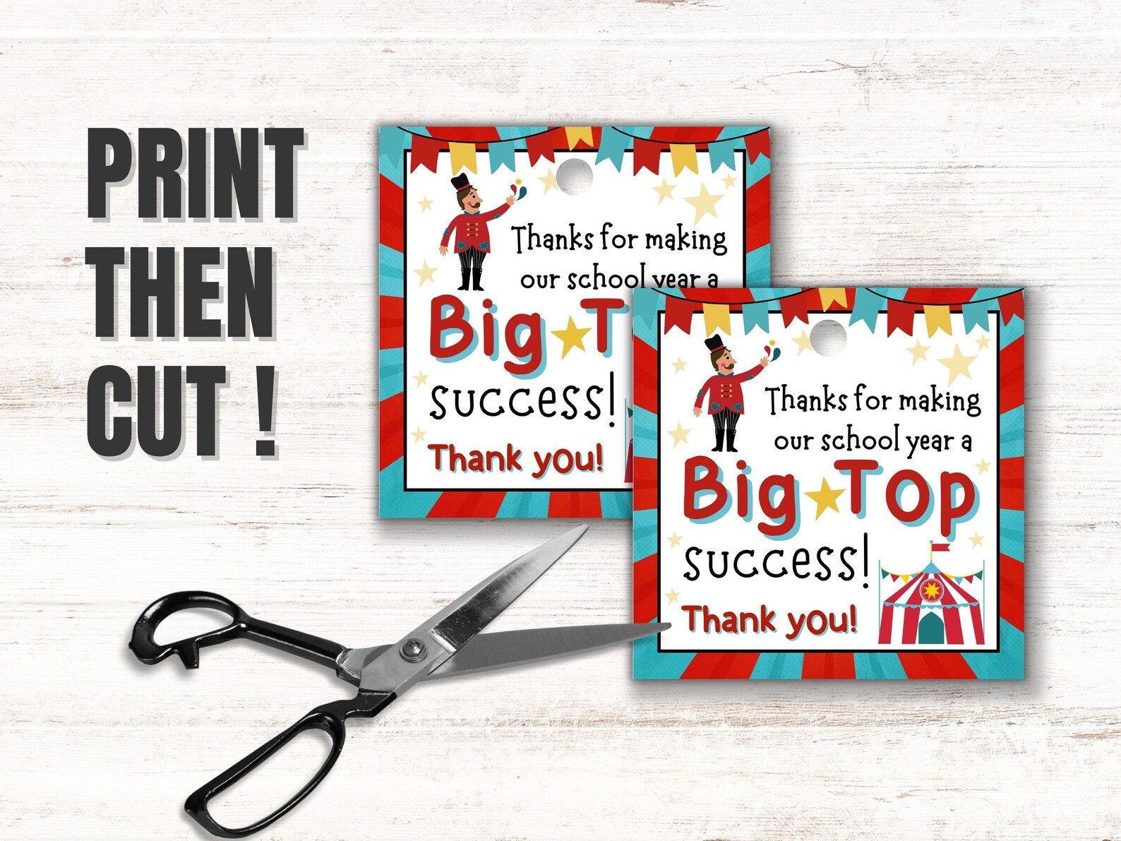 End of School Year Circus Appreciation Gift Tags Teacher Appreciation ...