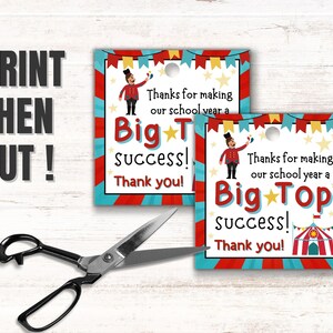 End of School Year Circus Appreciation Gift Tags Teacher Appreciation ...