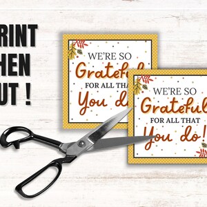 Employee Appreciation Fall Printable Thank You Tag Staff Recognition ...