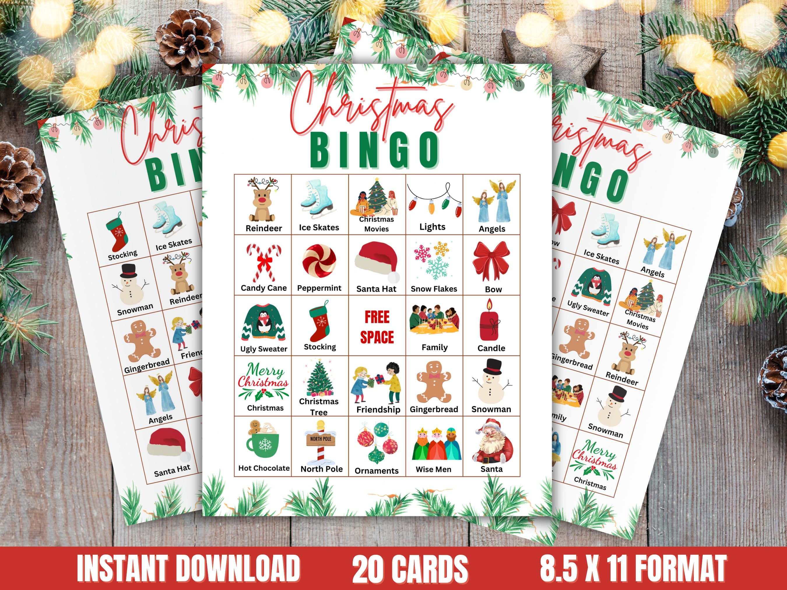 Christmas Bingo Printable, Christmas Family Fun, Christmas Game ...