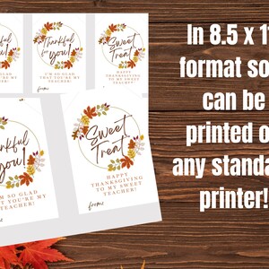 Printable Thankful Notes for Teachers, Thank You Teacher Gift Tag ...