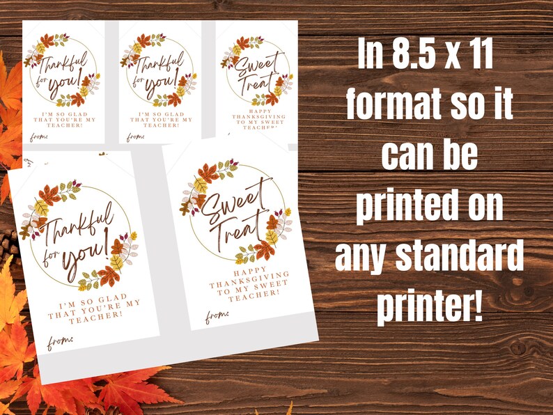 Printable Thankful Notes for Teachers, Thank You Teacher Gift Tag ...