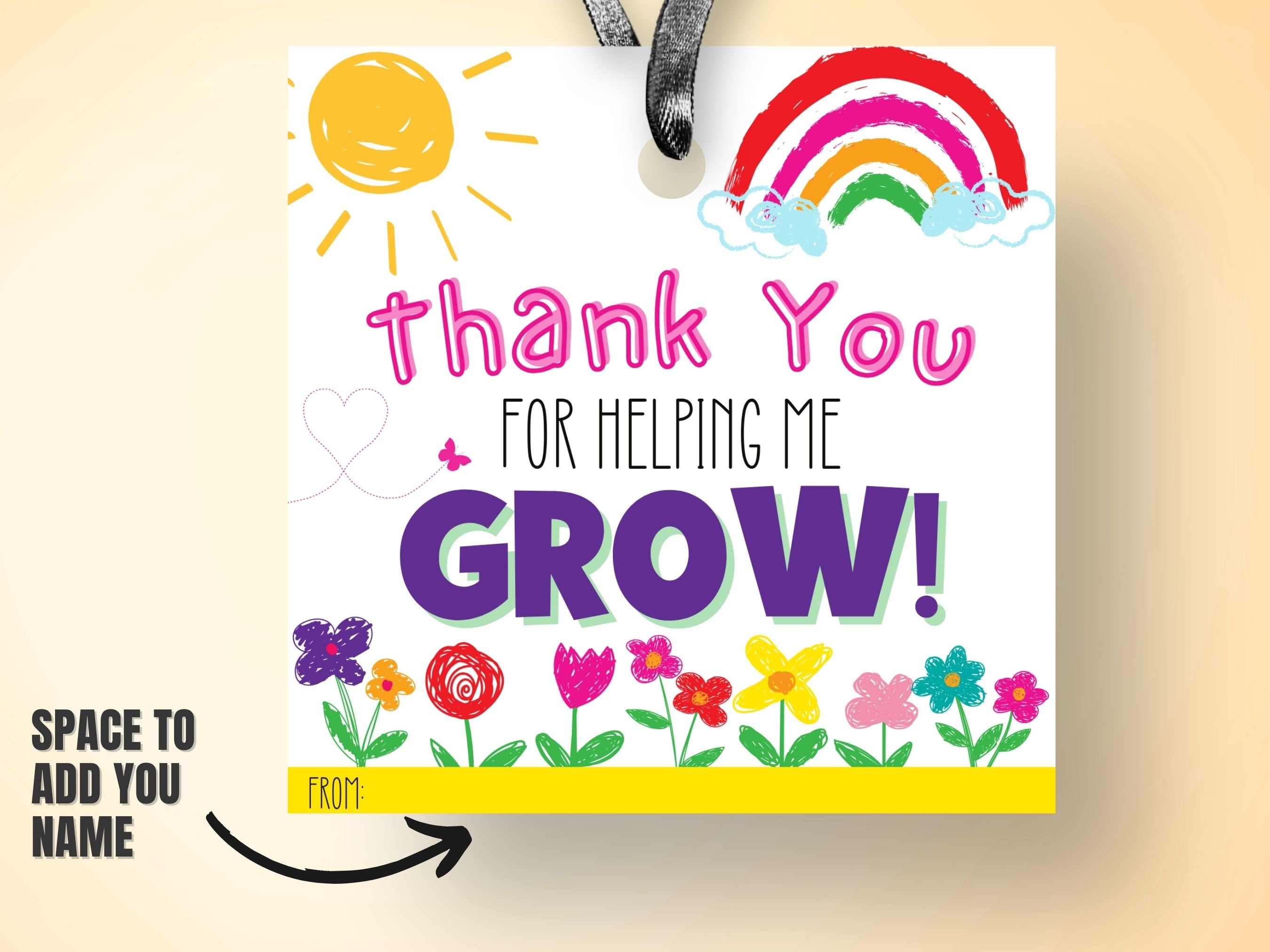 Flower Gift Tag Teacher Appreciation Thank You Tag Preschool Teacher ...