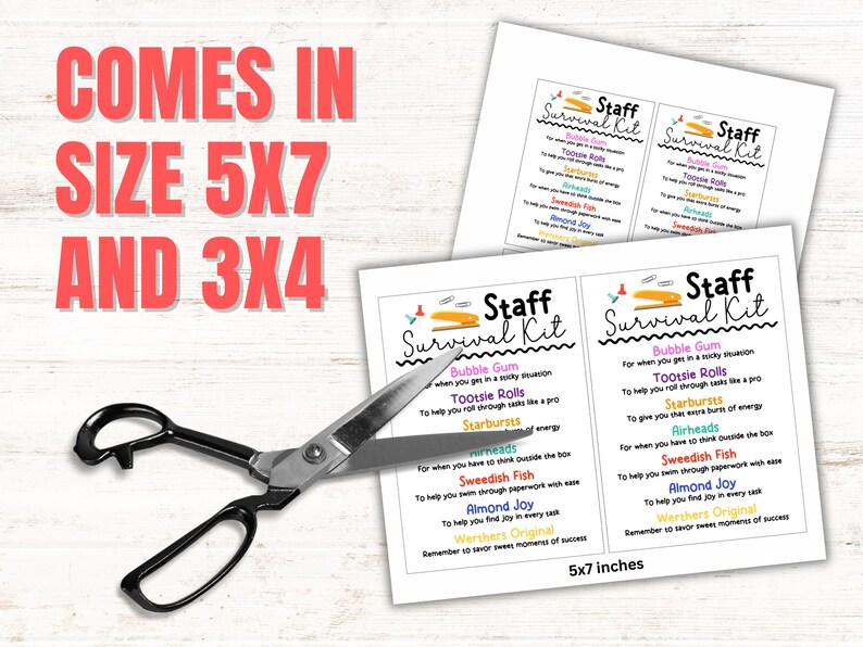 Staff Survival Kit Gift Tags Staff Appreciation Survival Kit Printable ...