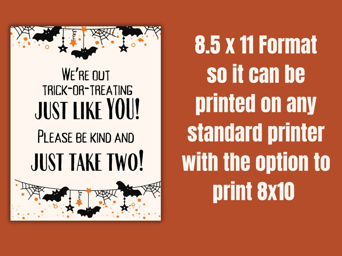Printable Halloween Trick-or-treat Front Door or Porch Candy Bowl Sign ...