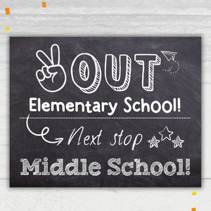 Next Stop Middle School Sign Printable Chalkboard Middle School Sign ...